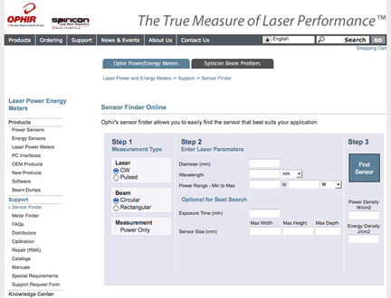 Ophir-Spiricon Introduces Sensor Finder Application For Laser Power/Energy Meters, Adds 3D Drawings