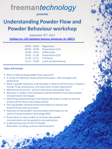 Registration Now Open For Freeman Technology Powder Flow Workshop