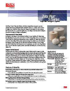 Datasheet: Zeta Plus SP Series Depth Filters