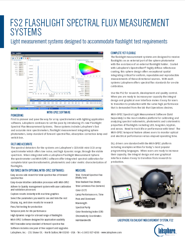 Datasheet: FS2 Spectral Flux Measurement System