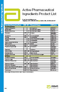 Datasheet: Active Pharmaceutical Ingredients