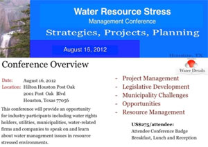 Water Resource Stress 2012 Water Industry Professionals To Provide ...