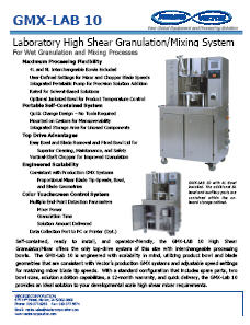 Datasheet: GMX-Lab 10: High Shear Granulator Mixer