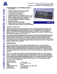 Datasheet on Balloon Forming Machines