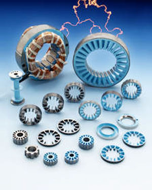 Applied Plastics' Motor Stator Stacking Service Applies Blue Epoxy Coating