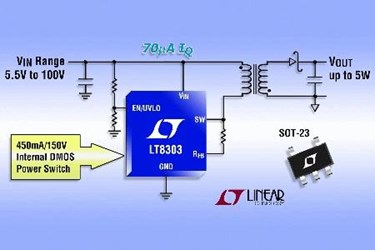 100V No-Opto Flyback Regulator Delivers Up To 5 Watts In TSOT-23 Package
