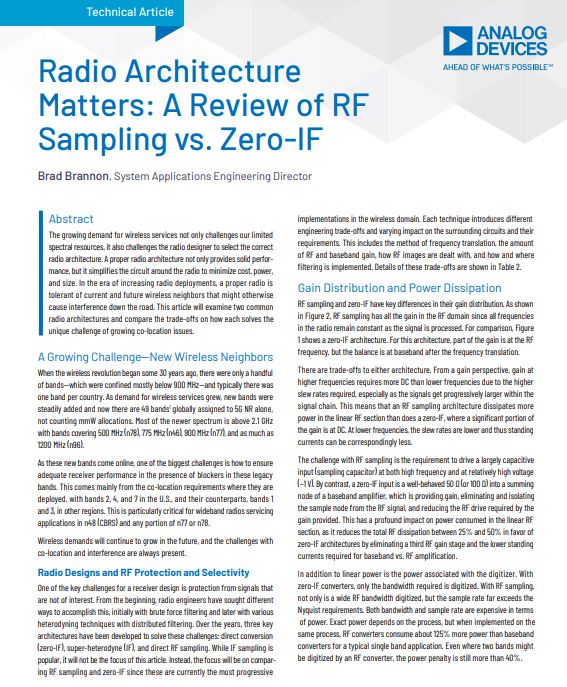 Radio Architecture Matters A Review Of RF Sampling Vs Zero-IF