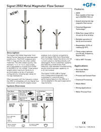 Datasheet: 2552 Metal Magmeter Flow Sensor